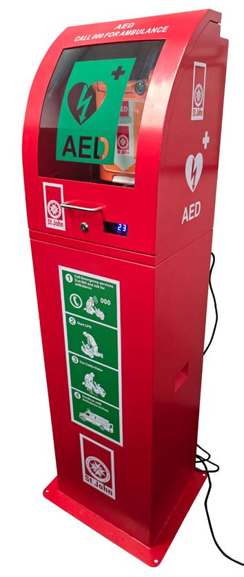 Outdoor Curved Red AED Cabinet with Temperature Control – St John ...